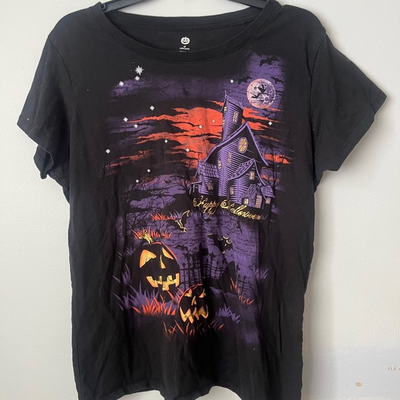 Source Unknown | Tops | Happy Halloween Black Tshirt Witch Bat Black ...